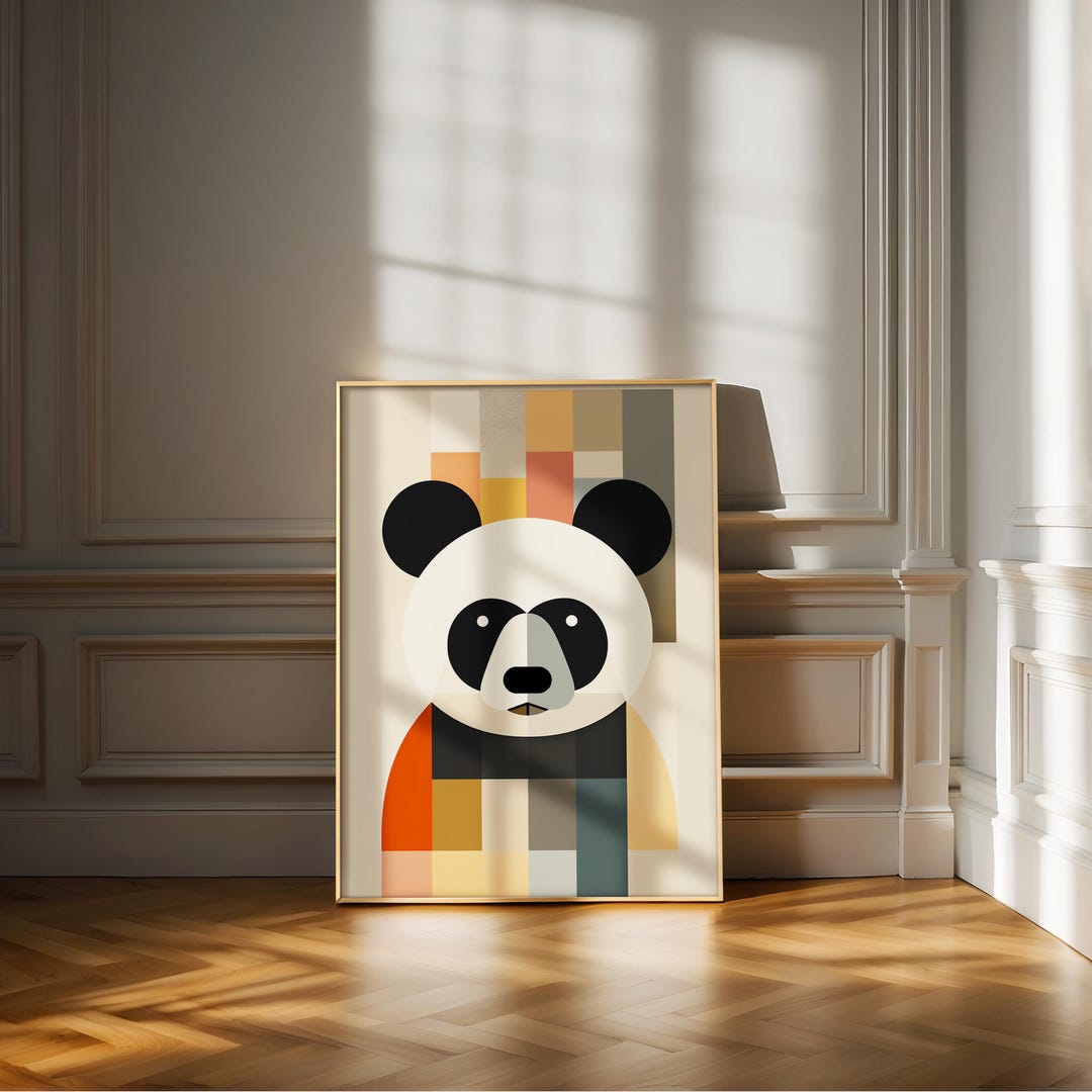 Bauhaus Panda Wall Art, Mid Century Modern Animal Print, Abstract ...