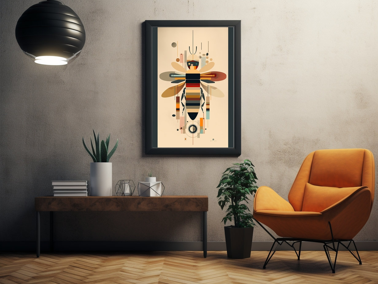 Honey Bee Wall Art, Digital Print, Bee Art Print, Bauhaus Minimalist ...