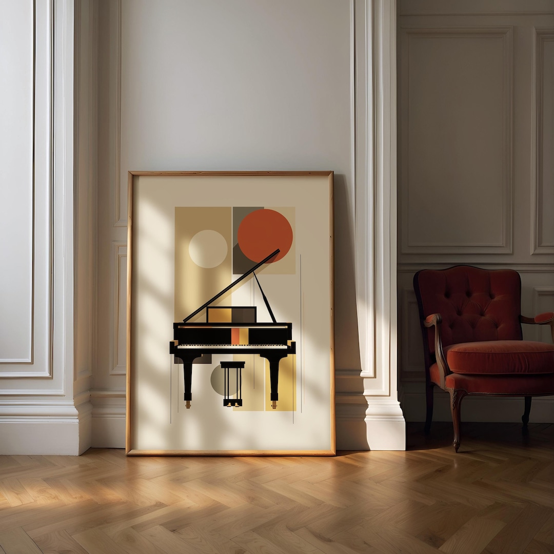 Modern Minimalist Piano Poster, Neutral Tones Music Wall Art, Mid ...
