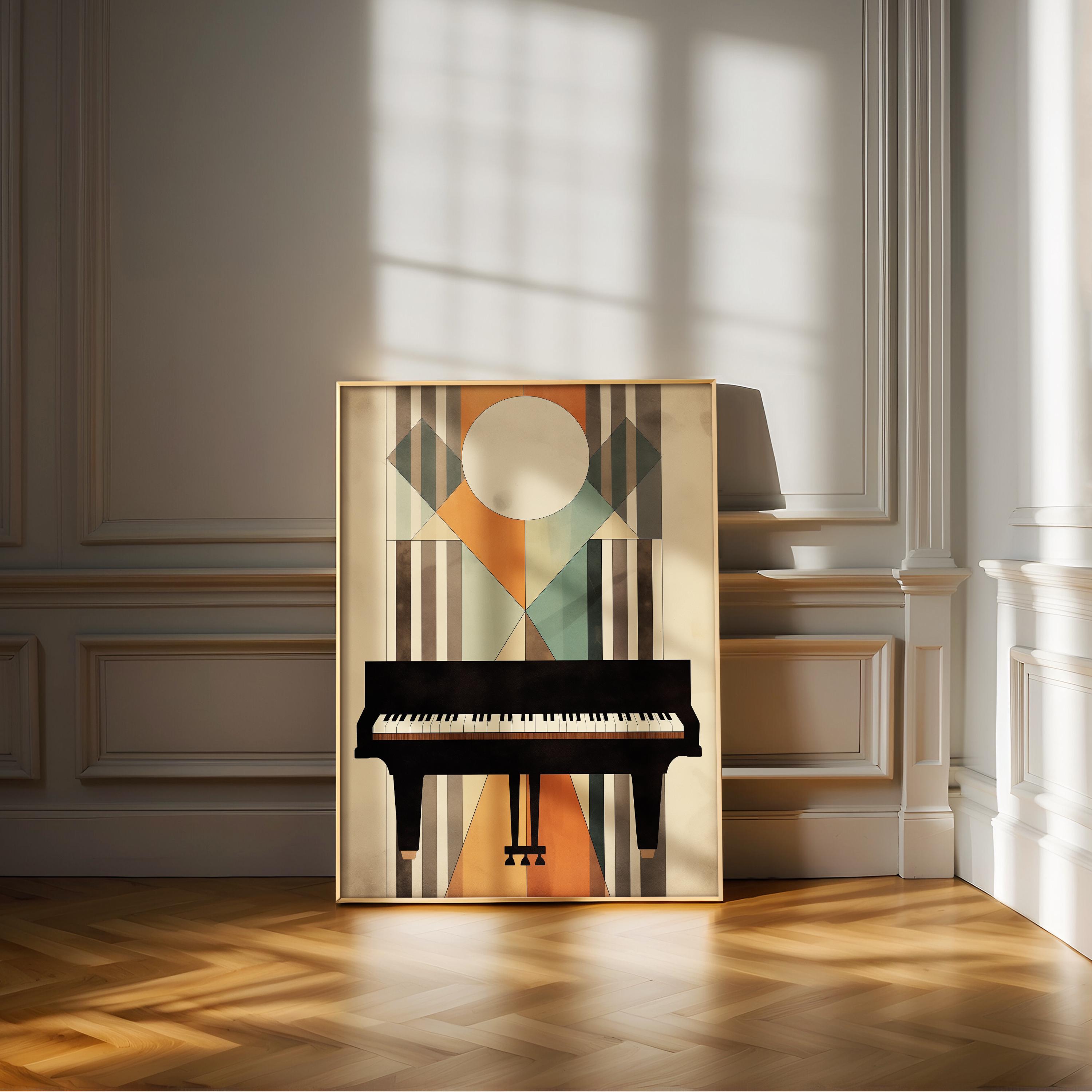 Retro Bauhaus Piano Poster, Trendy Wall Art, Boho Decor, Mid Century ...
