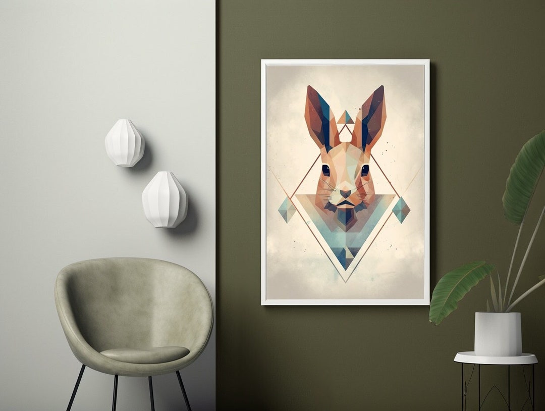 Bunny Rabbit Wall Art Print, Downloadable Art, Bauhaus Poster Print ...