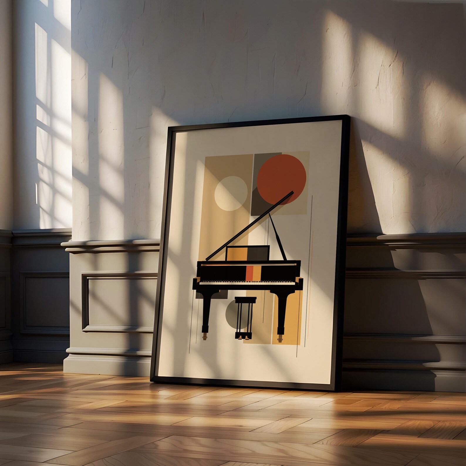 Modern Minimalist Piano Poster, Neutral Tones Music Wall Art, Mid ...