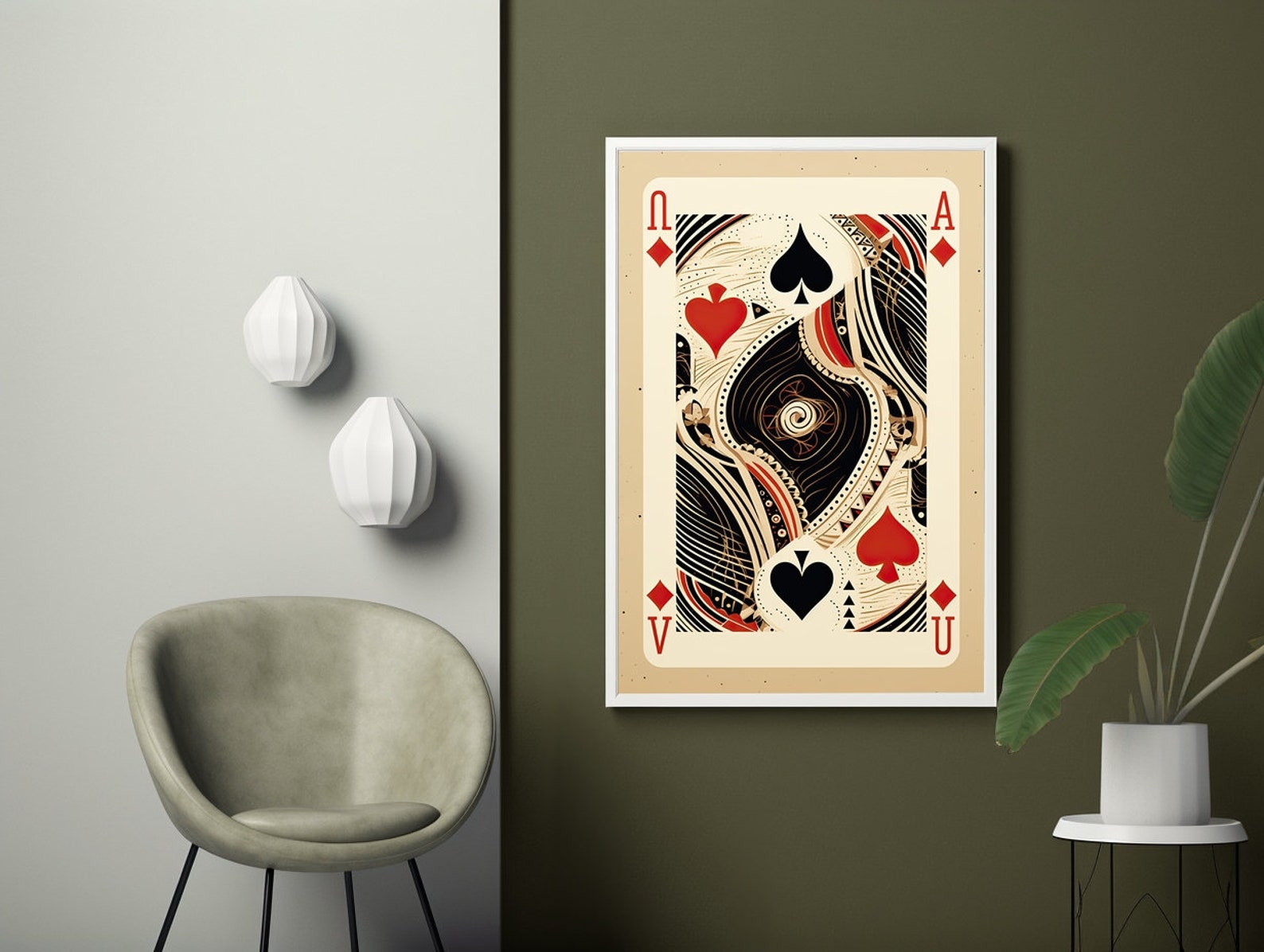 Playing Card Wall Art, Digital Download, Vintage Casino Card Print ...