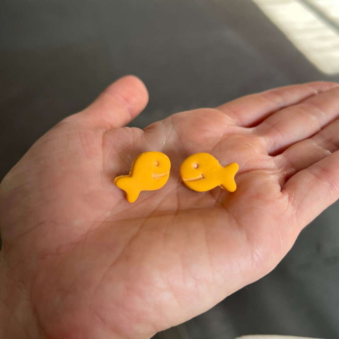 Goldfish Cracker Pin | Polymer Clay Goldfish Lapel Pins | Goldfish ...