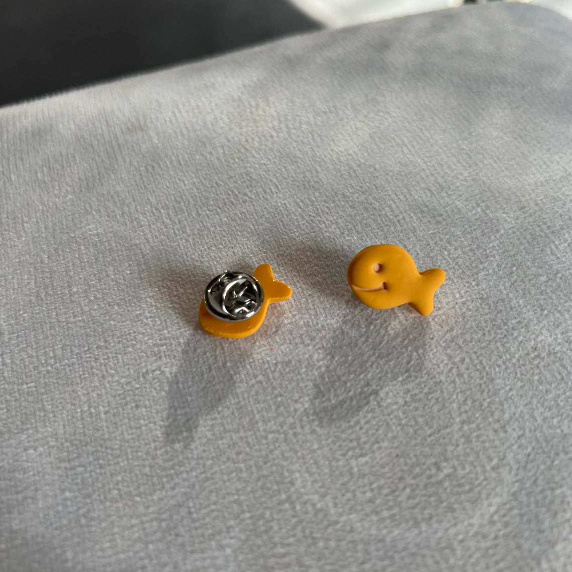 Goldfish Cracker Pin | Polymer Clay Goldfish Lapel Pins | Goldfish ...