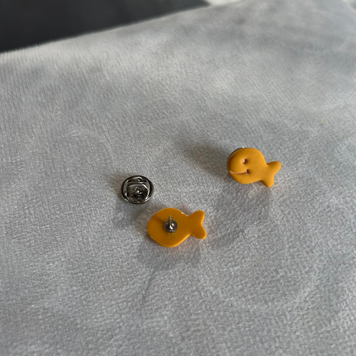 Goldfish Cracker Pin | Polymer Clay Goldfish Lapel Pins | Goldfish ...