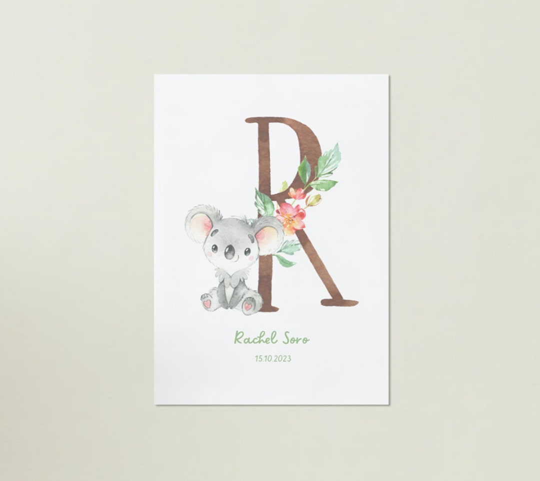Decorative Letter R & Name/date poster Canva Template - Etsy