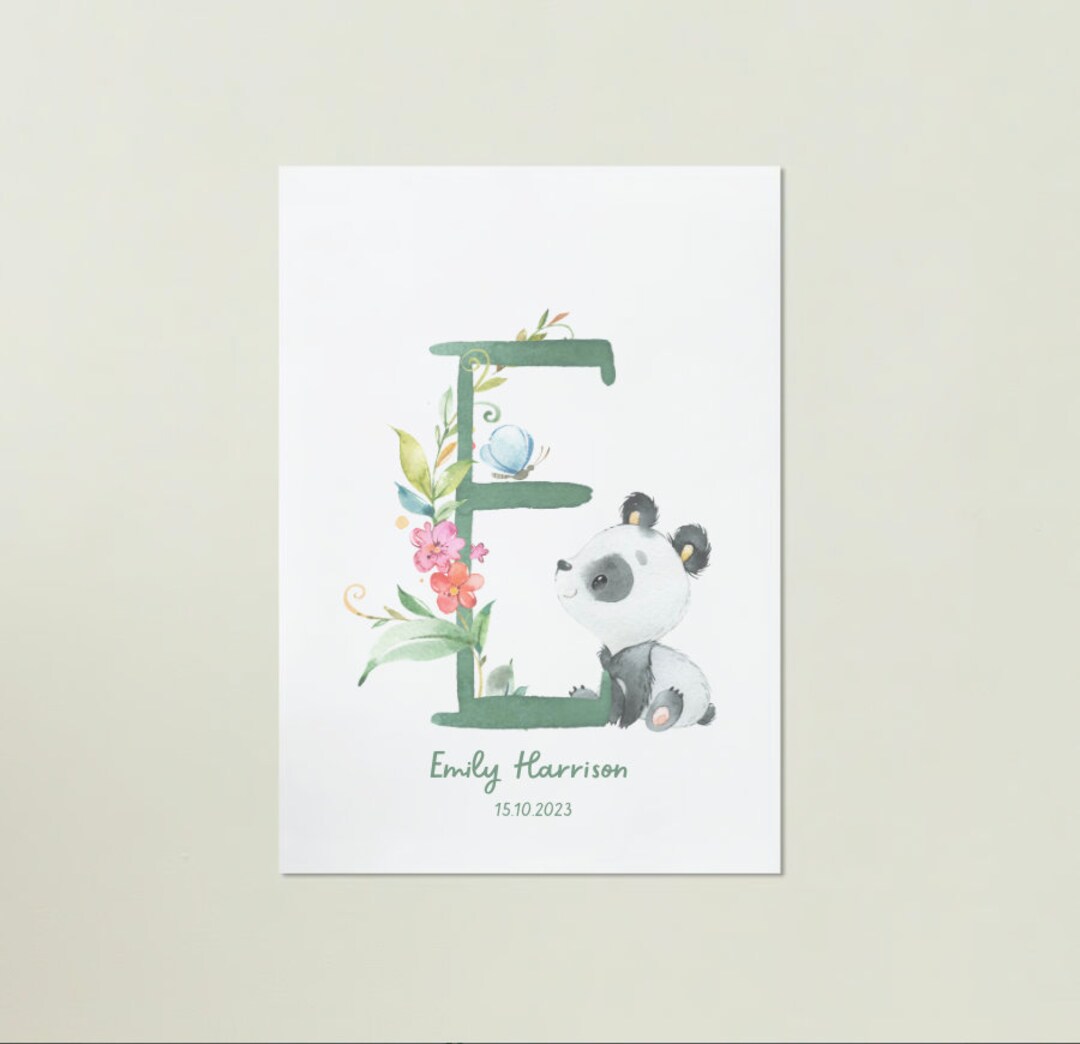 Decorative Letter E & Name/date poster Canva Template - Etsy