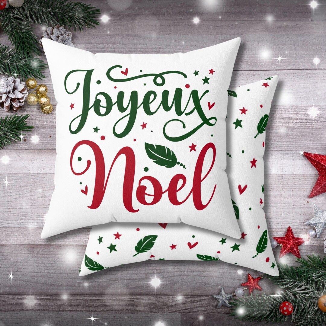 Christmas Throw Pillow - Joyeux Noel - Couch Pillow - Traditional ...