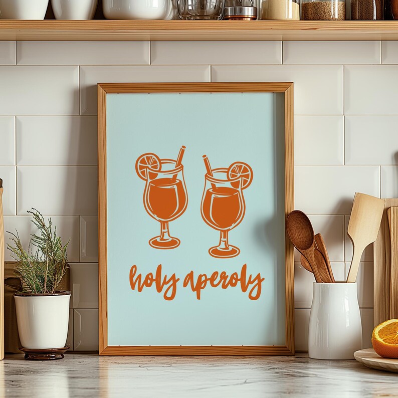 Aperol Spritz Print Holy Aperoly Poster Signature Cocktail Drink Sign ...