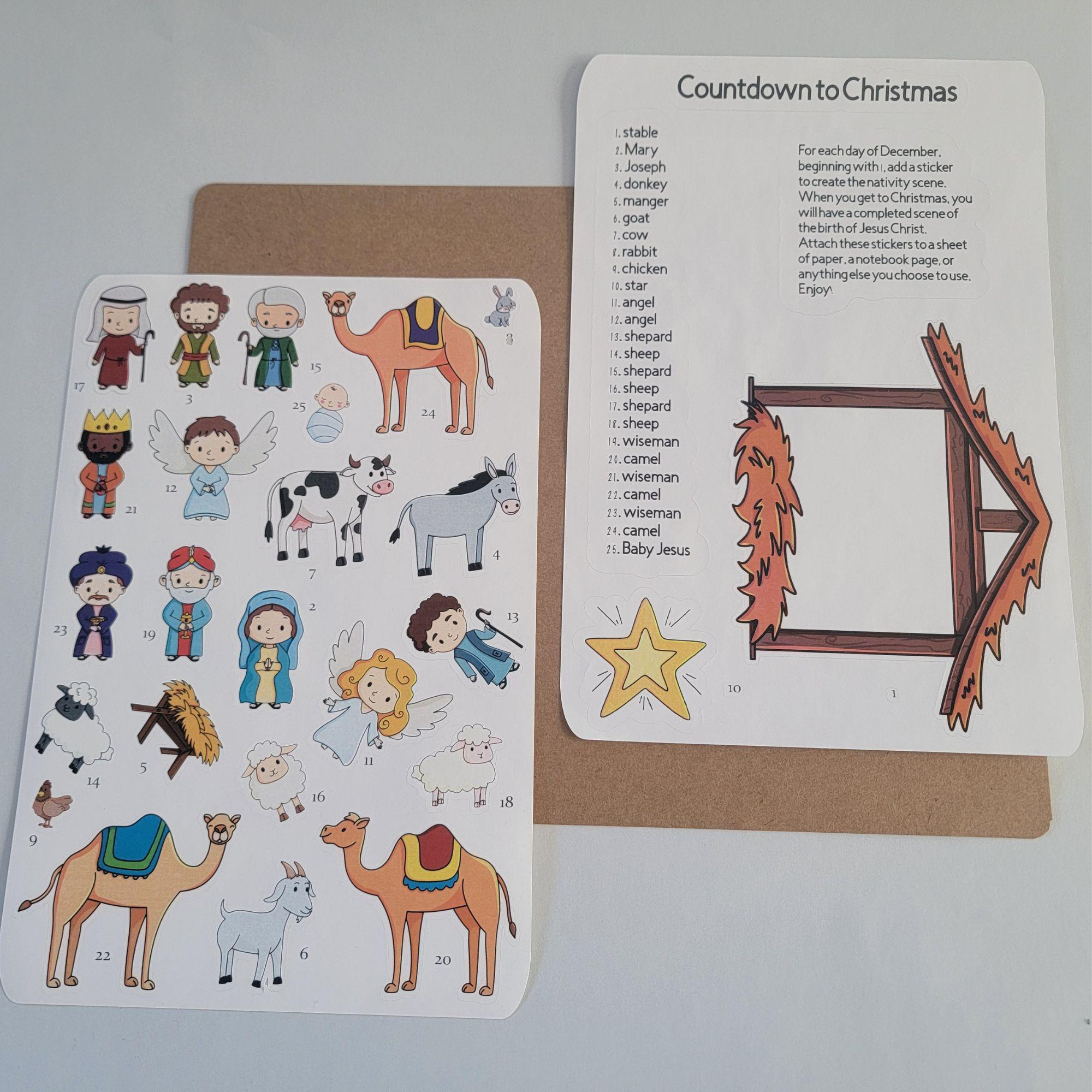 Sticker Nativity Advent Calendar Countdown to Christmas Sticker Sheets ...