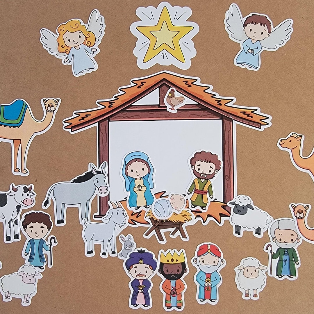 Sticker Nativity Advent Calendar Countdown to Christmas Sticker Sheets Baby Jesus Xmas Bethlehem ...