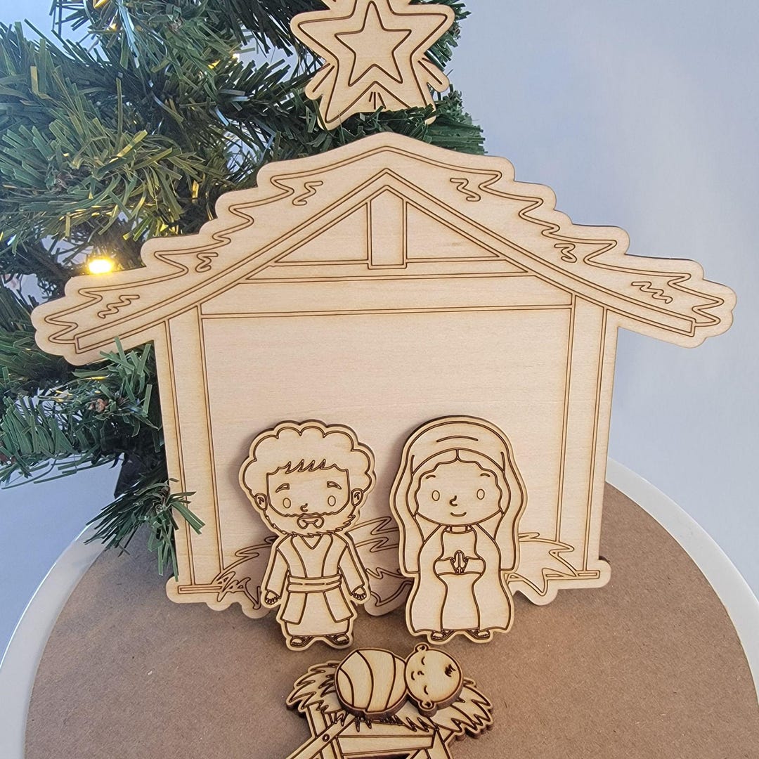 Wooden Nativity Paint Kit Christmas DIY Decoration Xmas Activity for ...