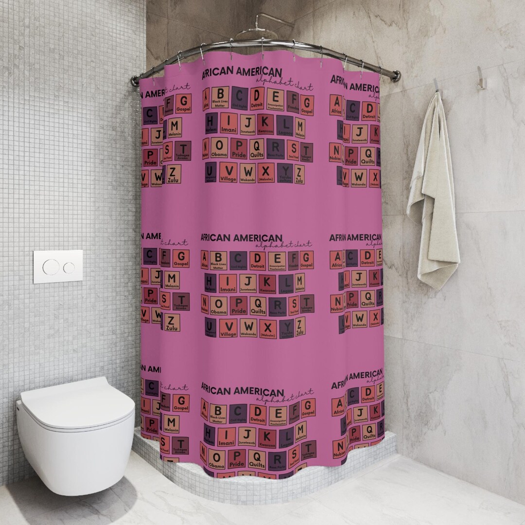 Pink African American Alphabet Shower Curtains, Black History Month ...