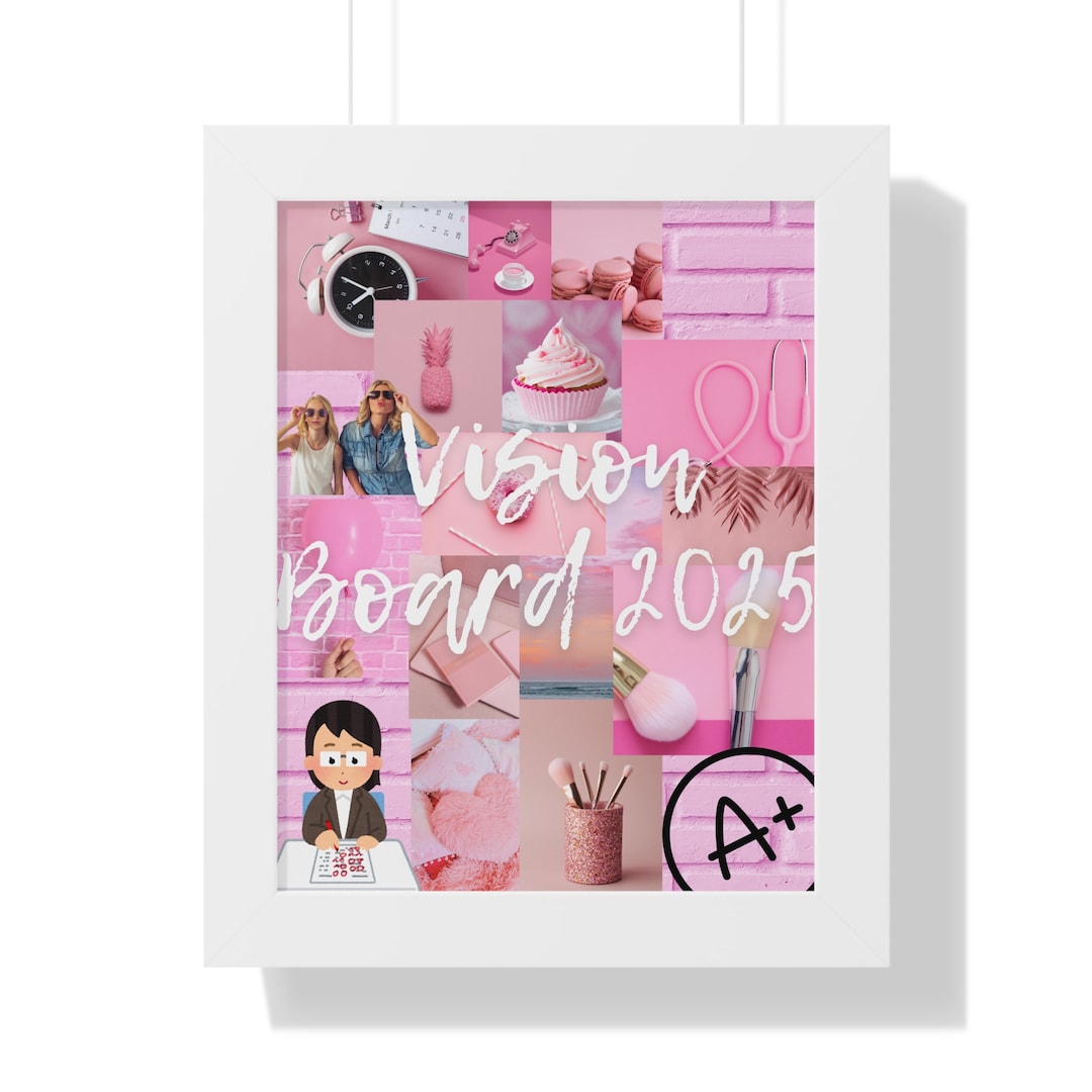 2025 Custom Vision Board Framed Vertical Poster, Dorm Room Vision Board ...