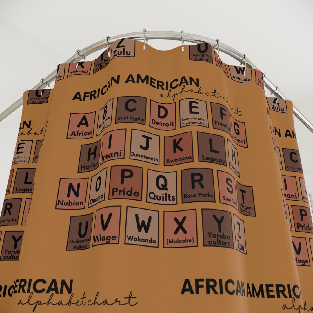 African American Alphabet Shower Curtains tan - Etsy
