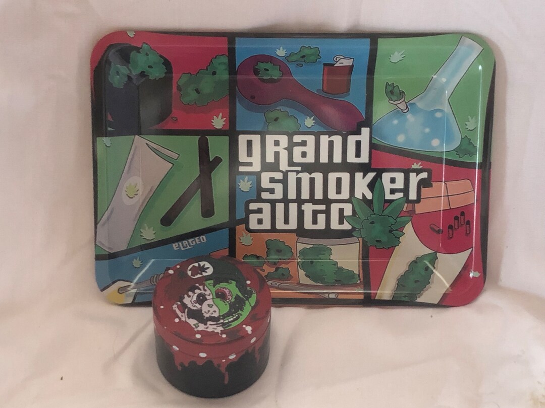 Grand Smoker Auto Smoker Set Rolling Tray-cartoon Herb Grinder - Etsy