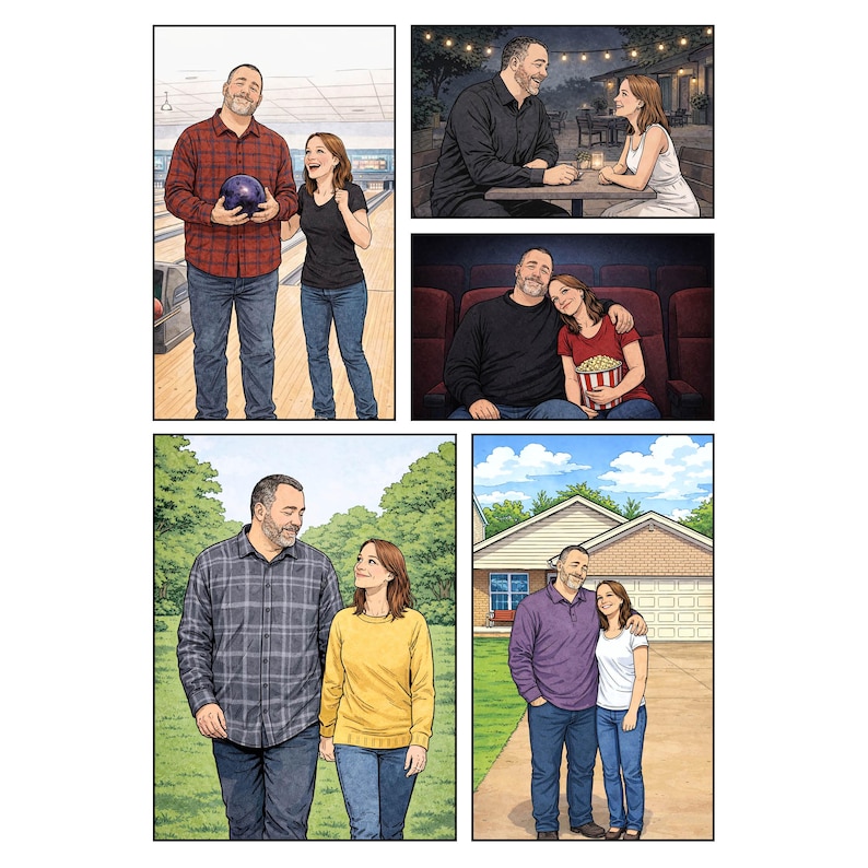 Custom Romantic Comic Strip From Your Love Story – Personalized Couple ...