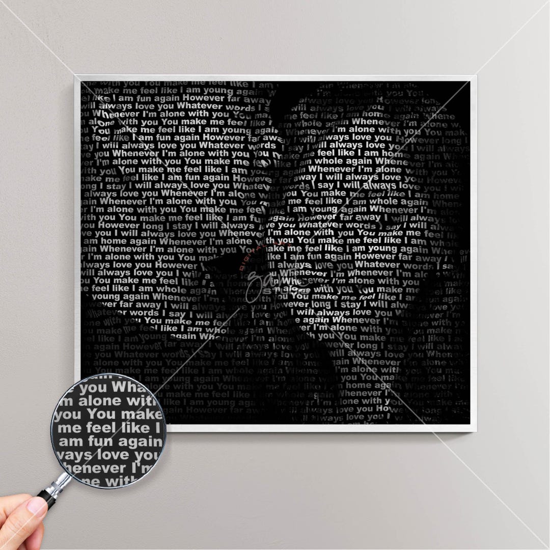 Custom Song Lyrics Wall Art, Word Art Portrait From Photo, Custom Gift ...