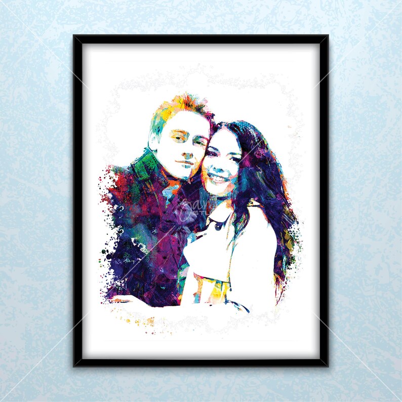 Couple Abstract Painting WPAP Pop Art Portrait From Photo, Anniversary ...
