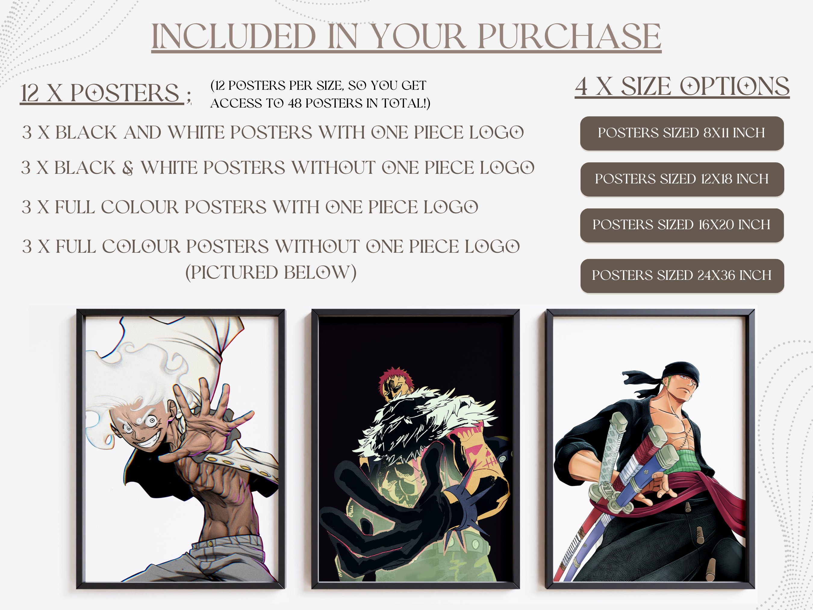 One Piece Poster Set Anime Wall Art Print Anime Art Anime Merch Gaming ...