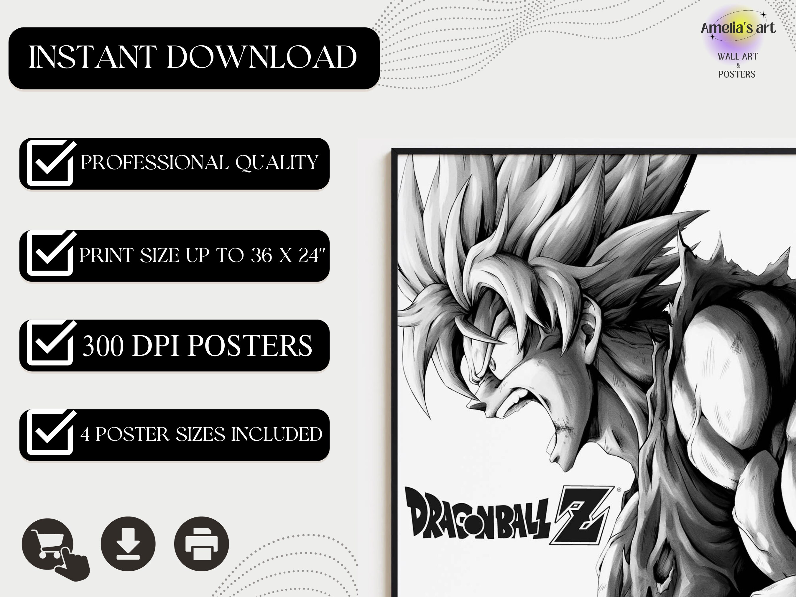 DBZ Goku Anime Poster Bundle DBZ Anime Gift Anime Apartment Decor ...