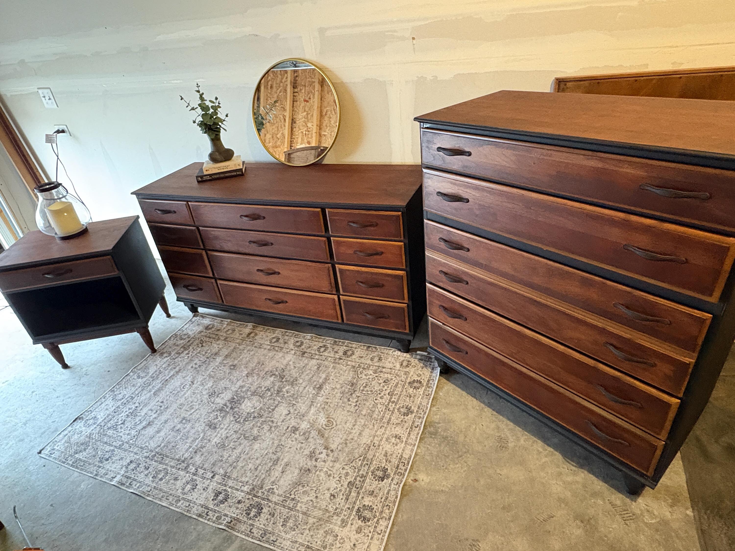 SOLD* Vintage Solid Cherry Wood Kling Dresser, Nightstand & Chest of ...