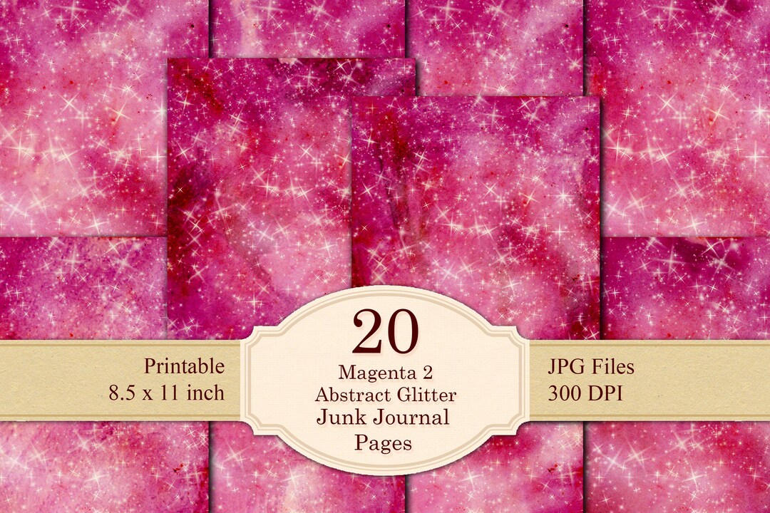 Magenta 2 Abstract Glitter Journal Pages Junk Journal Kit for Scrapbook ...