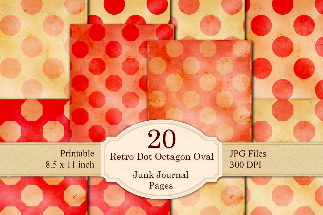 Retro Dot Octagon Oval Journal Pages Junk Journal Kit for Scrapbook ...