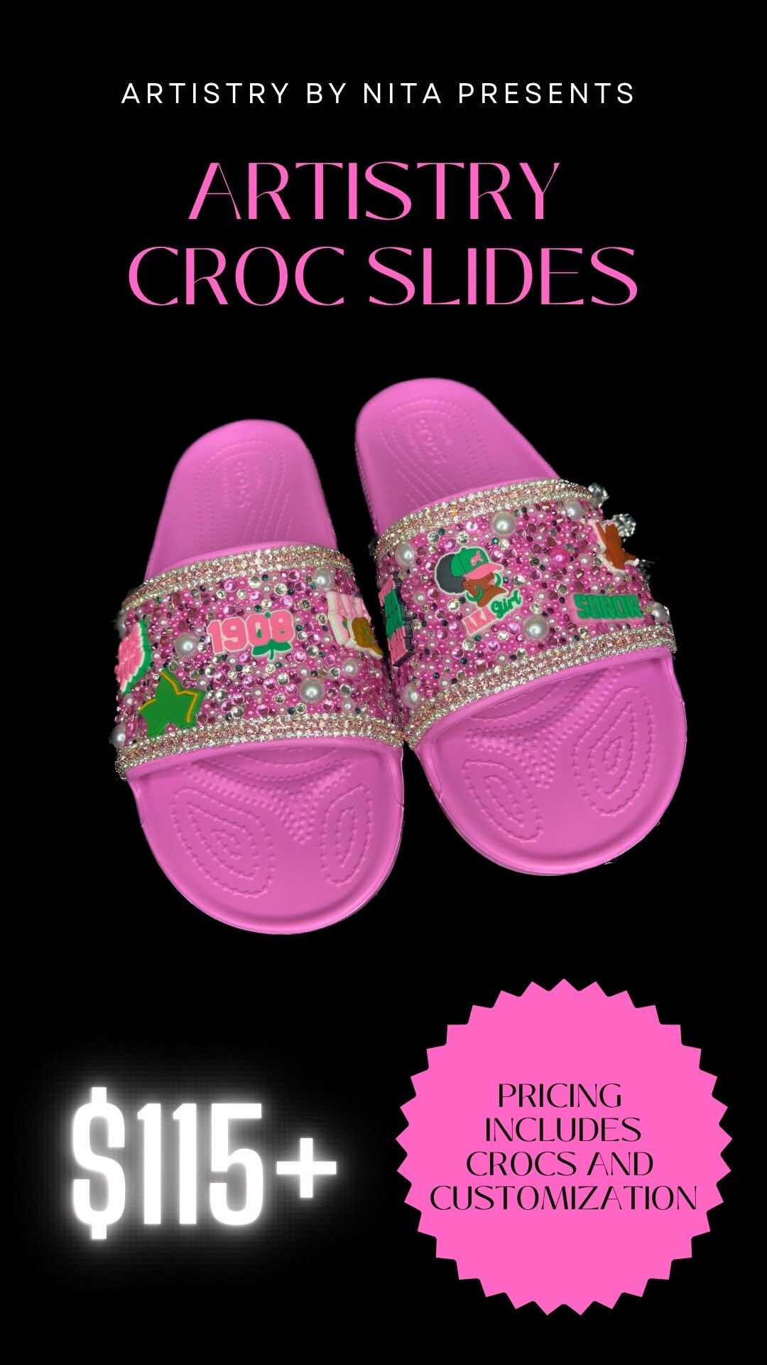 AKA Custom Croc Slides AKA Sorority Shoes Personalized AKA - Etsy