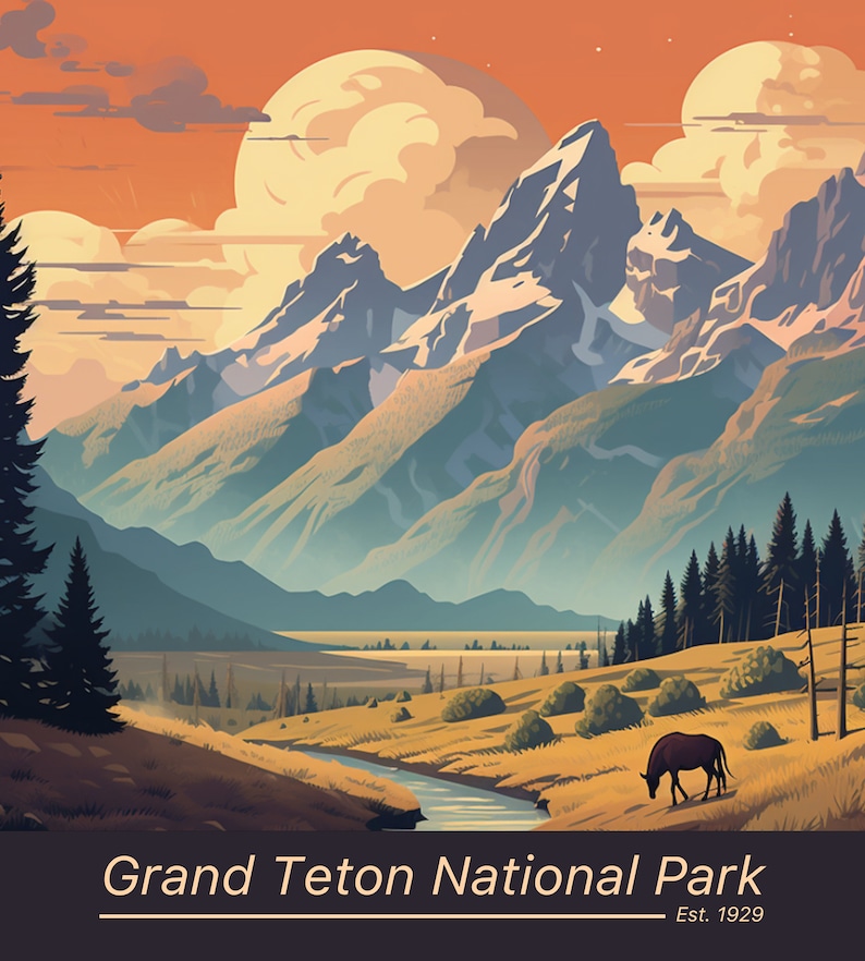 Grand Tetons National Park Digital Print Download - Instant Wall Art ...