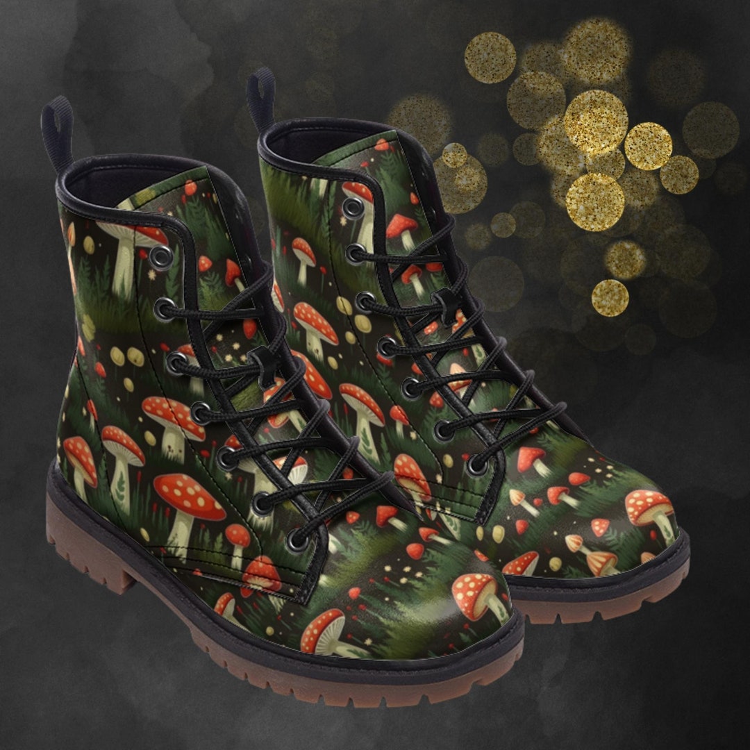 Woodland Mushroom Leather Boots: Cottagecore Fall Winter Light Boots ...