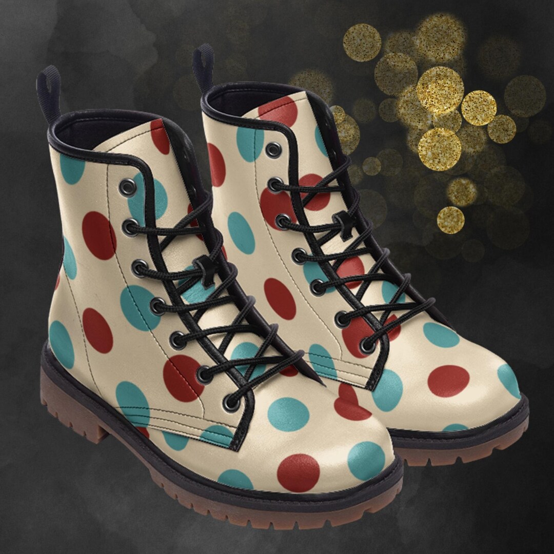 Big Dots Leather Boots: Blue Red Light Spring Summer Fall Winter Boots ...