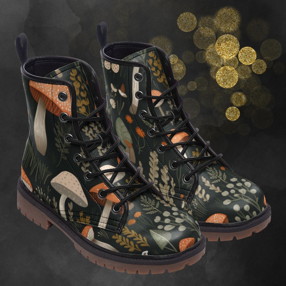 Cottagecore Mushroom Leather Boots: Minimal Spring Summer Fall Winter ...