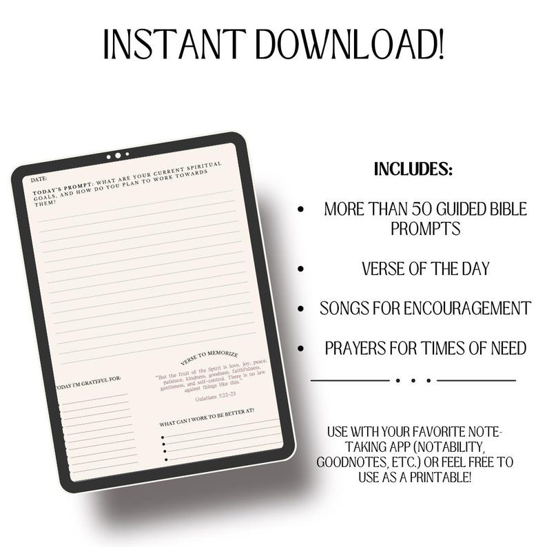 Prayer Journal Printable Gratitude Journal Encouragement Notes Digital ...