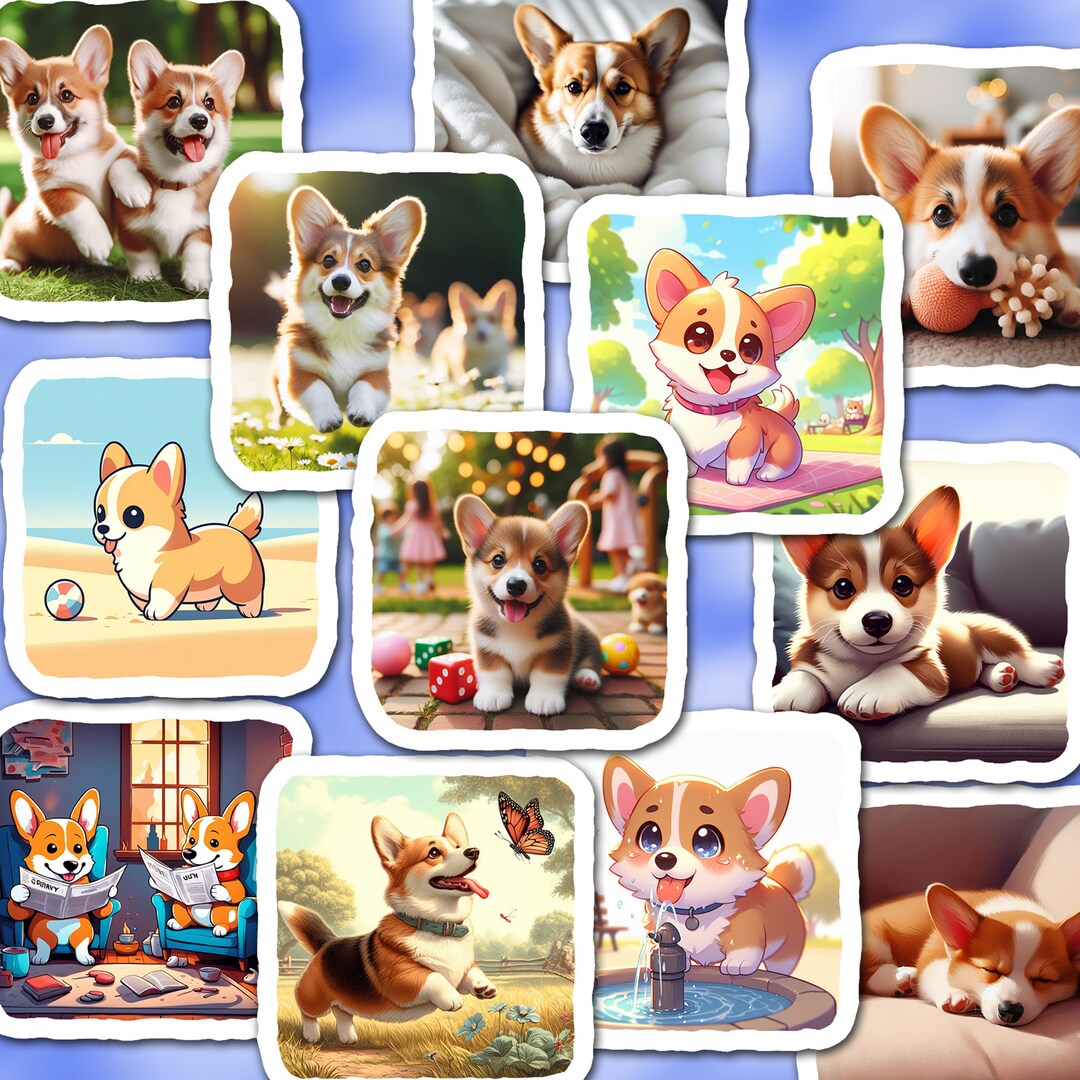 Cute Corgi Stickers! 12-sticker Sheet Vol. 2; Vinyl Stickers: Water ...