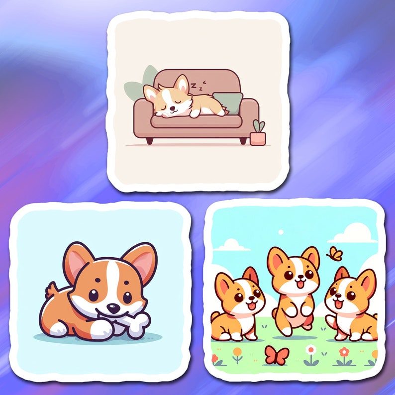 Cute Corgi Stickers! 6-sticker Sheet Vol. 1; Vinyl Stickers for Water ...
