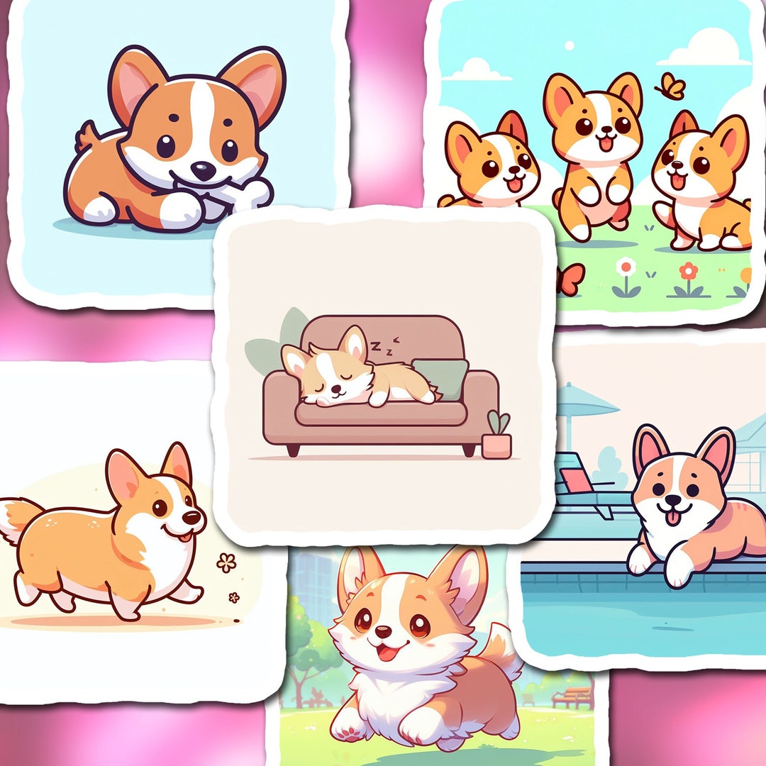 Cute Corgi Stickers! 6-sticker Sheet Vol. 1; Vinyl Stickers for Water ...