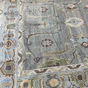 Grey Oushak Rug 8x10-9x12-10x14 Modern Turkish Rug Hand Knotted Wool ...