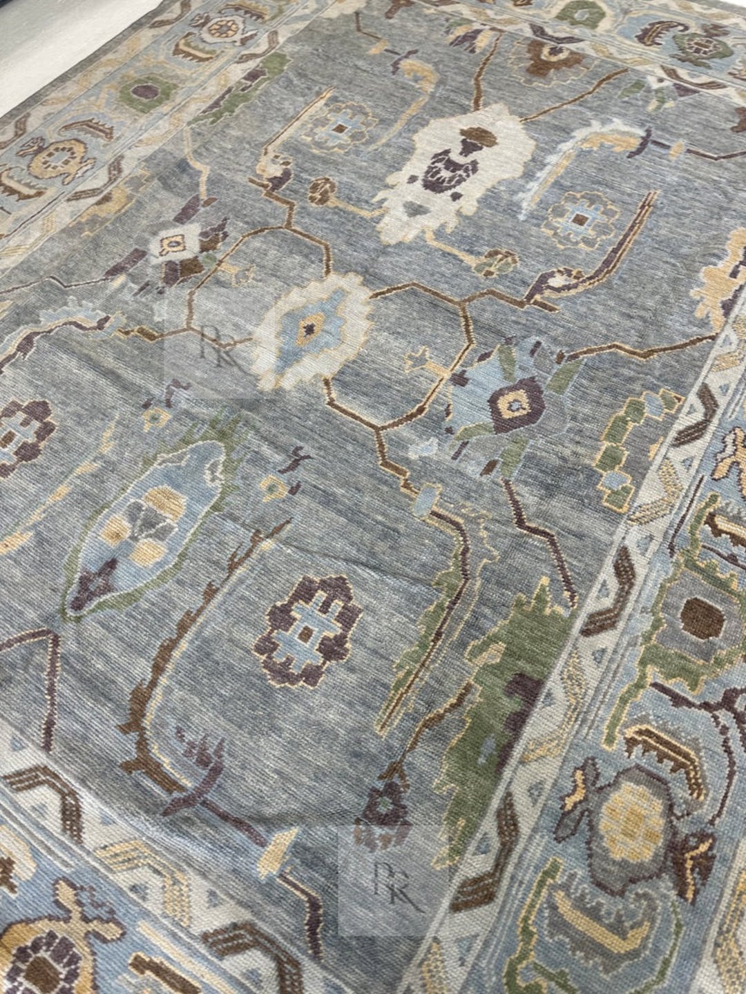 Grey Oushak Rug 8x10-9x12-10x14 Modern Turkish Rug Hand Knotted Wool ...