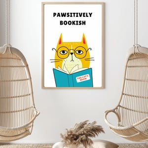 Pawsitively BOOKISH CAT Printable Reading Glasses Kitty Poster Bookworm ...