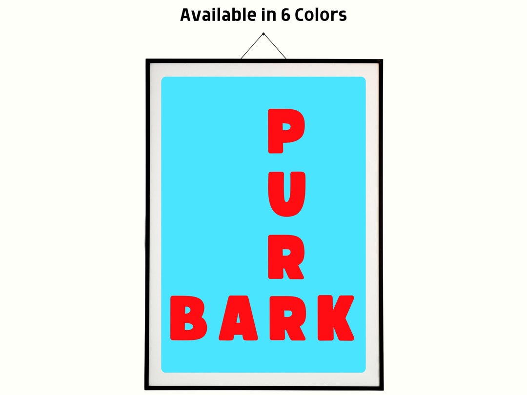 BARK PURR Pet Word Color Art, Bold Pet Typography Wall Art Minimalist ...