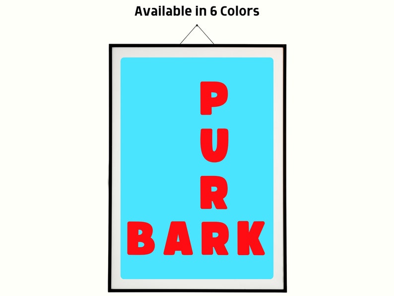 BARK PURR Pet Word Color Art, Bold Pet Typography Wall Art Minimalist ...