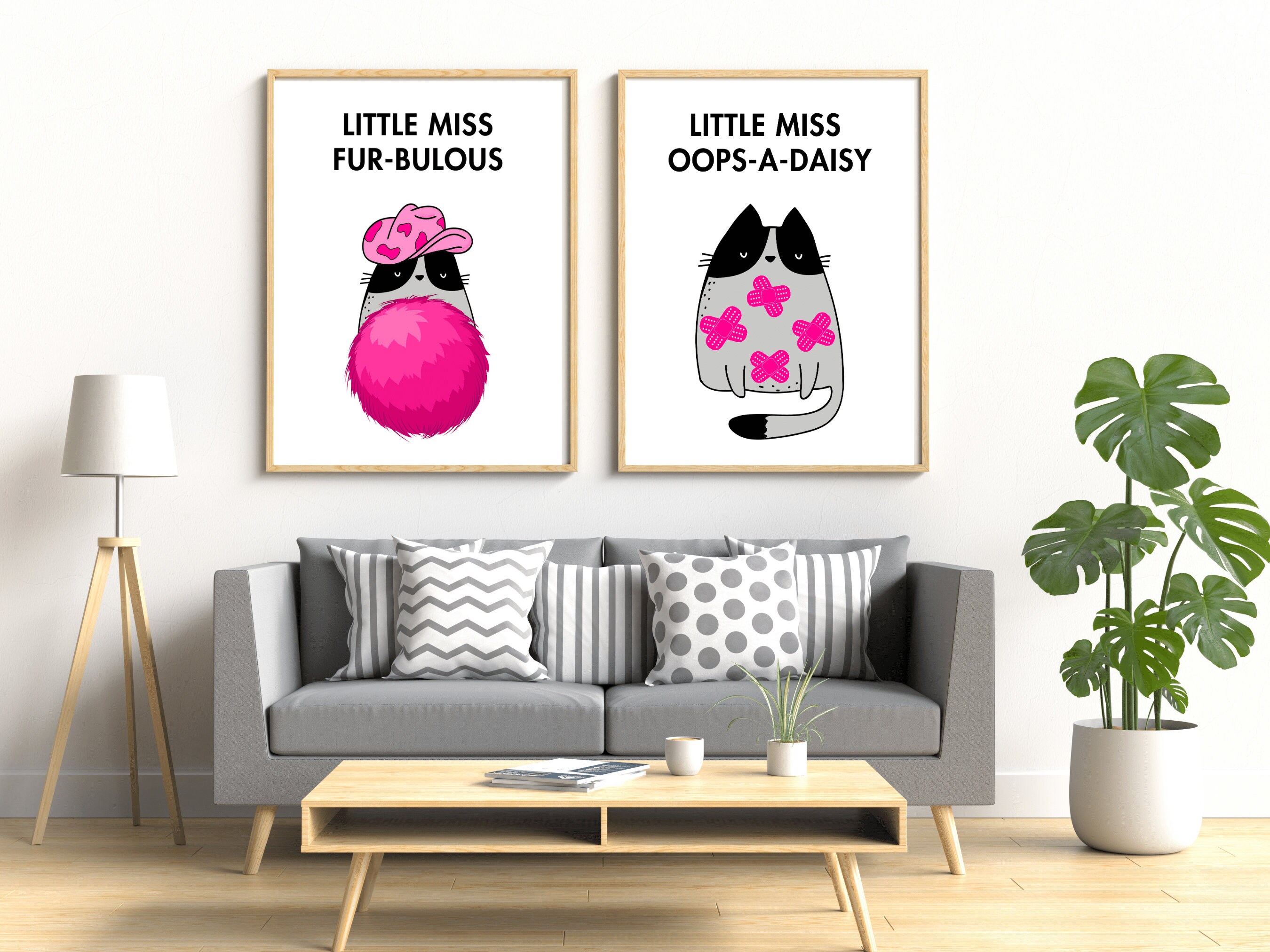 LITTLE MISS Clumsy Cat Printable Bright Pink Cat Poster Get Well Gift ...