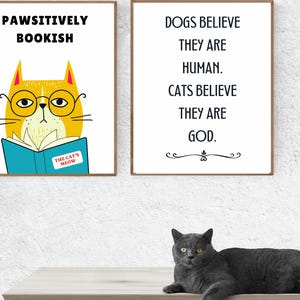 Pawsitively BOOKISH CAT Printable Reading Glasses Kitty Poster Bookworm ...