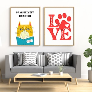 Pawsitively BOOKISH CAT Printable Reading Glasses Kitty Poster Bookworm ...