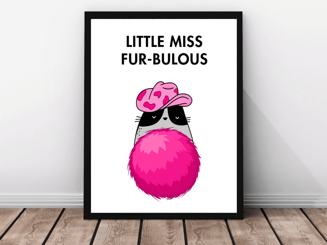 LITTLE MISS Cat Printable Fabulous Pink Poster Cowgirl Gift for Cat Mom ...