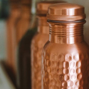 Pure Copper Water Hammered Handmade Drink-ware Water Bottle (joint Free ...