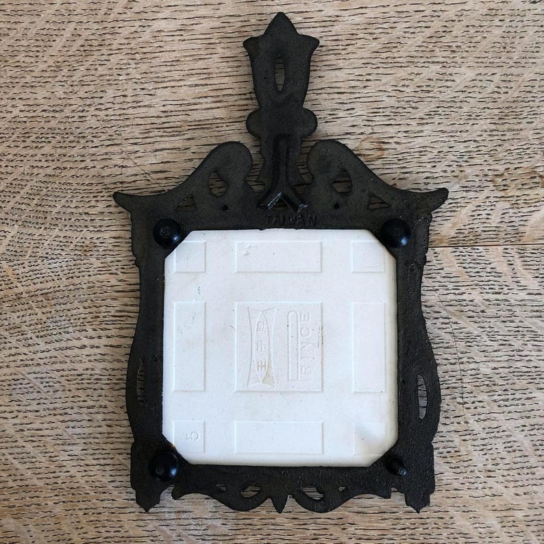 Vintage Cast Iron Vegetable Trivet, Ceramic Tile With Frame - Etsy