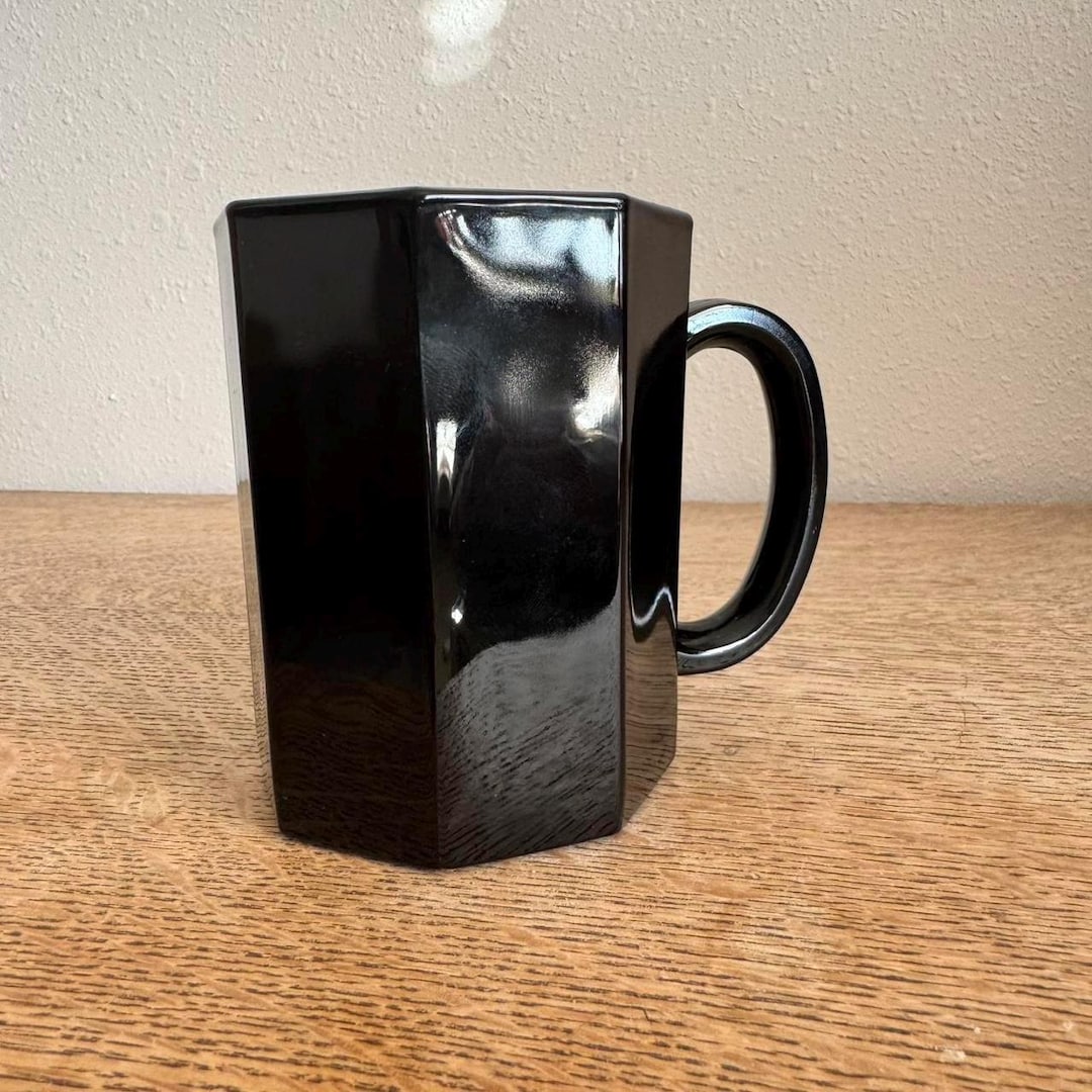 Vintage Arcoroc France Black Glass Octagon Mug, Midcentury Drinkware - Etsy